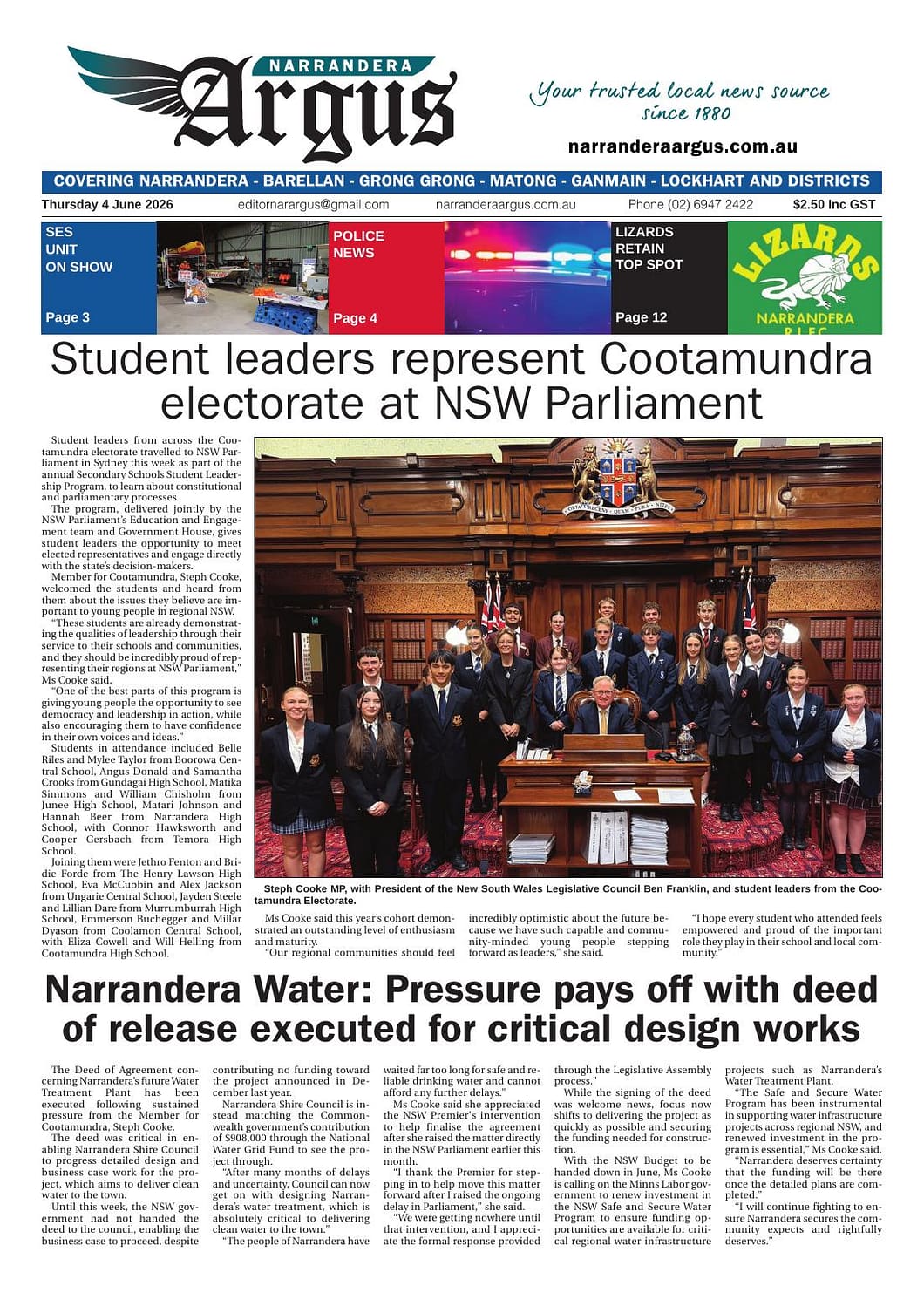 Narrandera Argus, 4 June 2026 I Australian Rural & Regional News